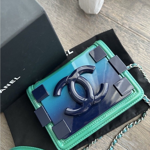 CHANEL | Bags | Chanel Boy Brick Lego Boy Chain Shoulder Bag Green ...